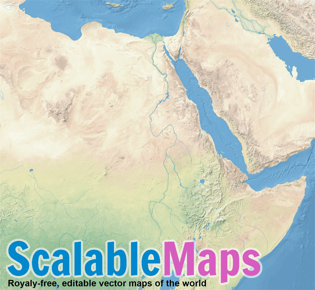 ScalableMaps: Vector map of Northeast Africa (shaded relief theme ...
