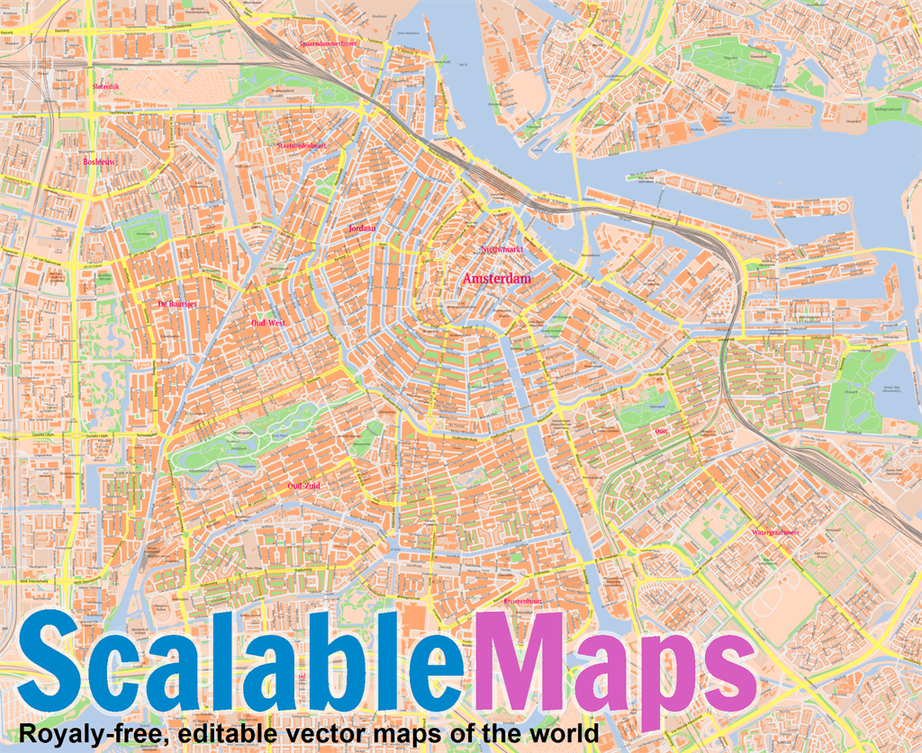 ScalableMaps: Vector map of Amsterdam (center) (classicity city map theme)