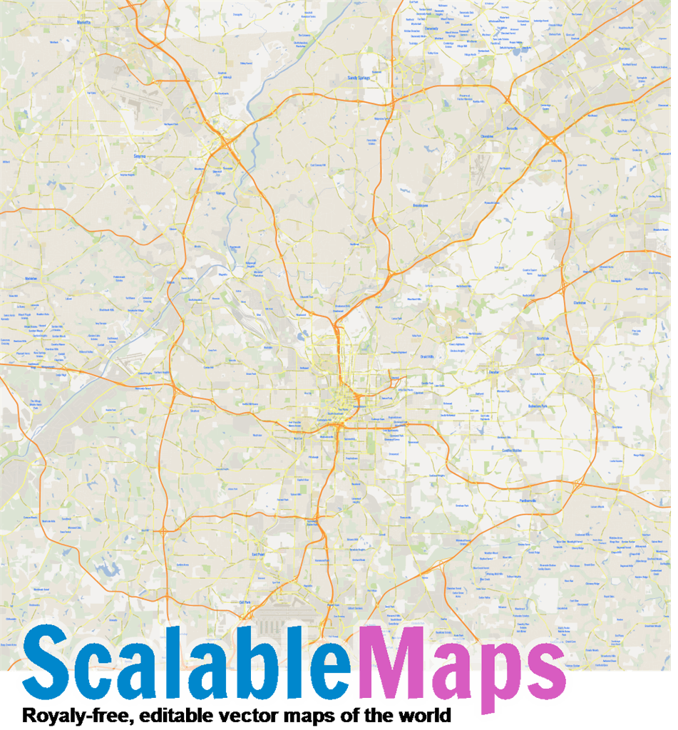 ScalableMaps: Vector map of Atlanta (gmap metropolitan map theme)