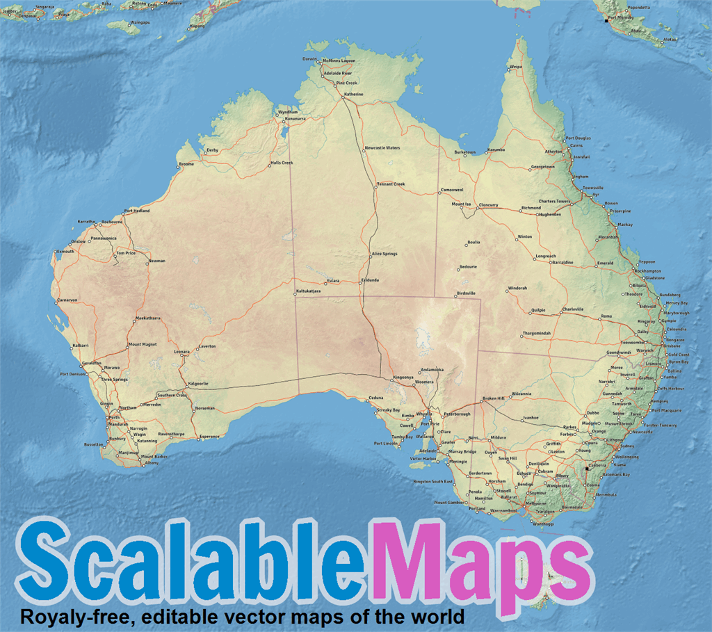 ScalableMaps: Vector map of Australia (shaded relief (raster ...
