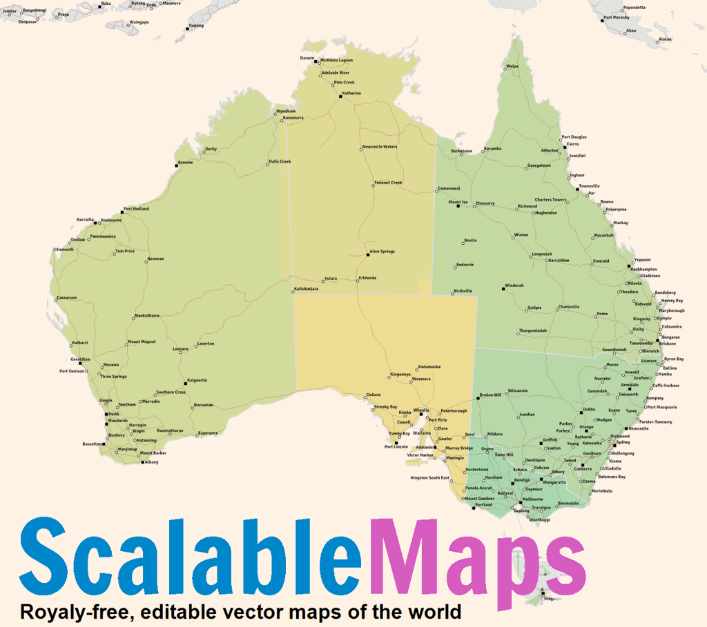 ScalableMaps: Vector map of Australia (low scale road network theme)
