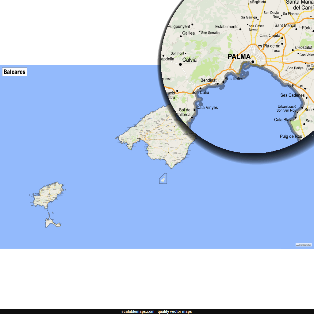 ScalableMaps: Vector map of Baleares (gmap regional map theme)