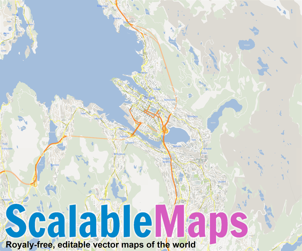 ScalableMaps: Vector map of Bergen (gmap city map theme)