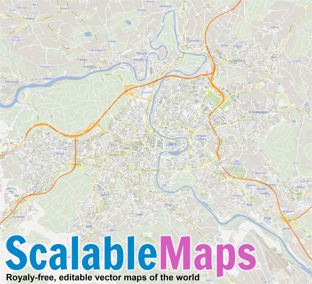 ScalableMaps: Vector map of Bern (gmap city map theme)