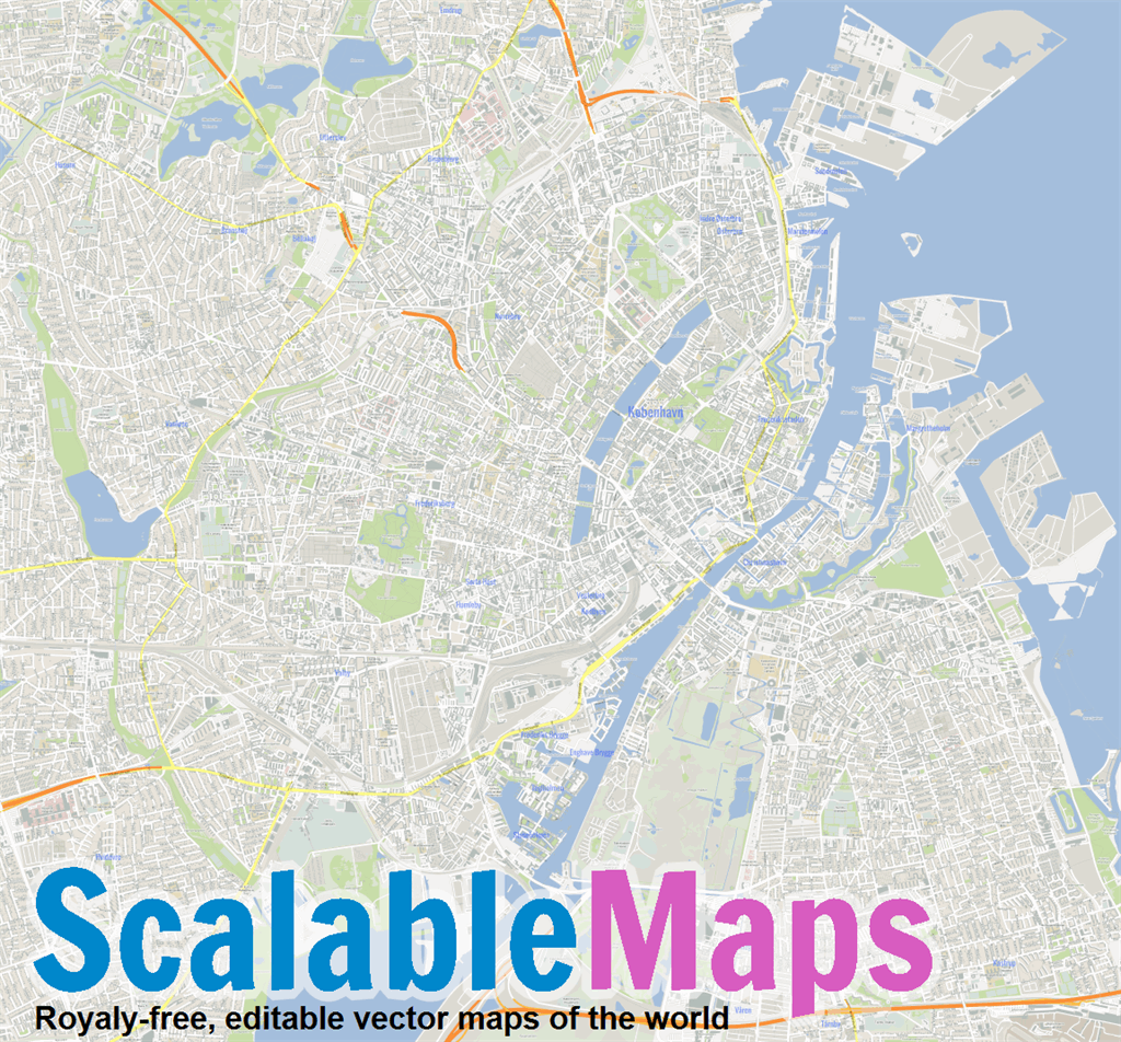 ScalableMaps: Vector map of Copenhagen (center) (gmap city map theme)
