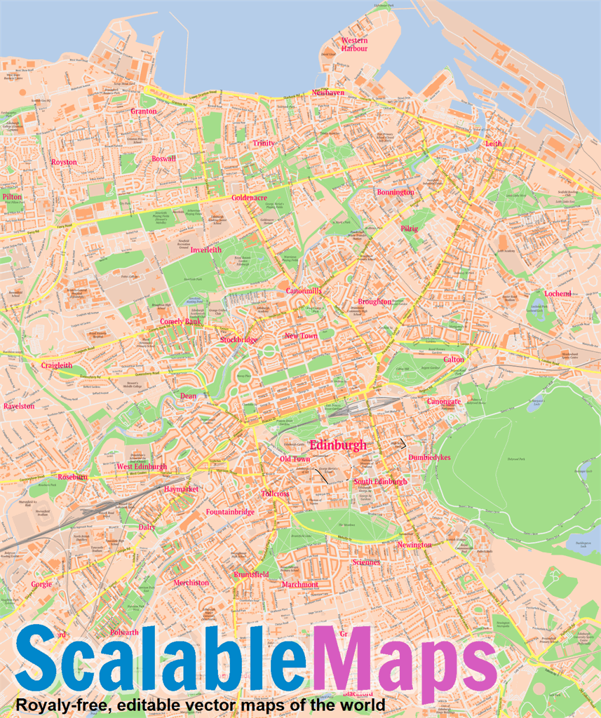 ScalableMaps: Vector map of Edinburgh (classicity city map theme)
