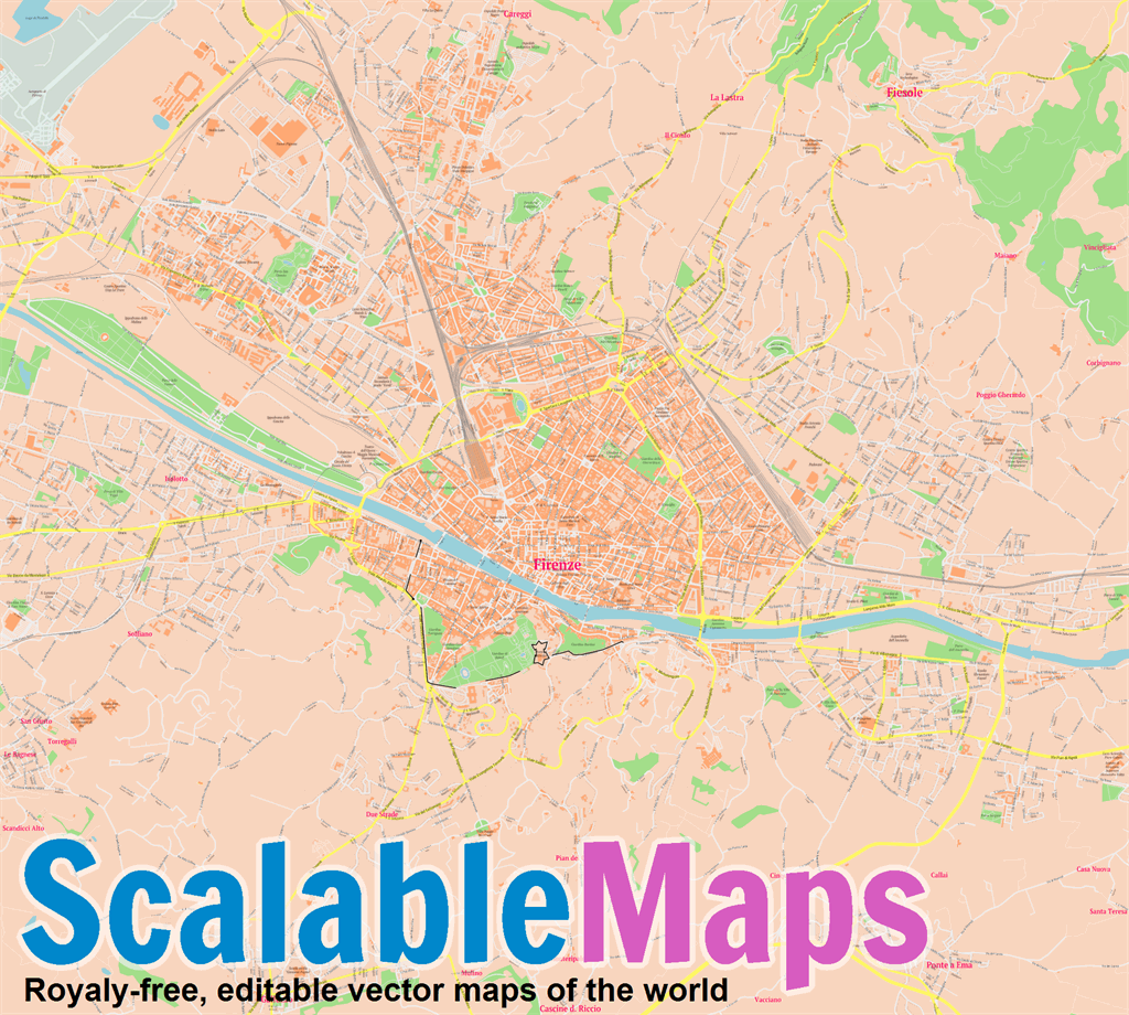 ScalableMaps: Vector map of Florence (center) (classicity city map theme)