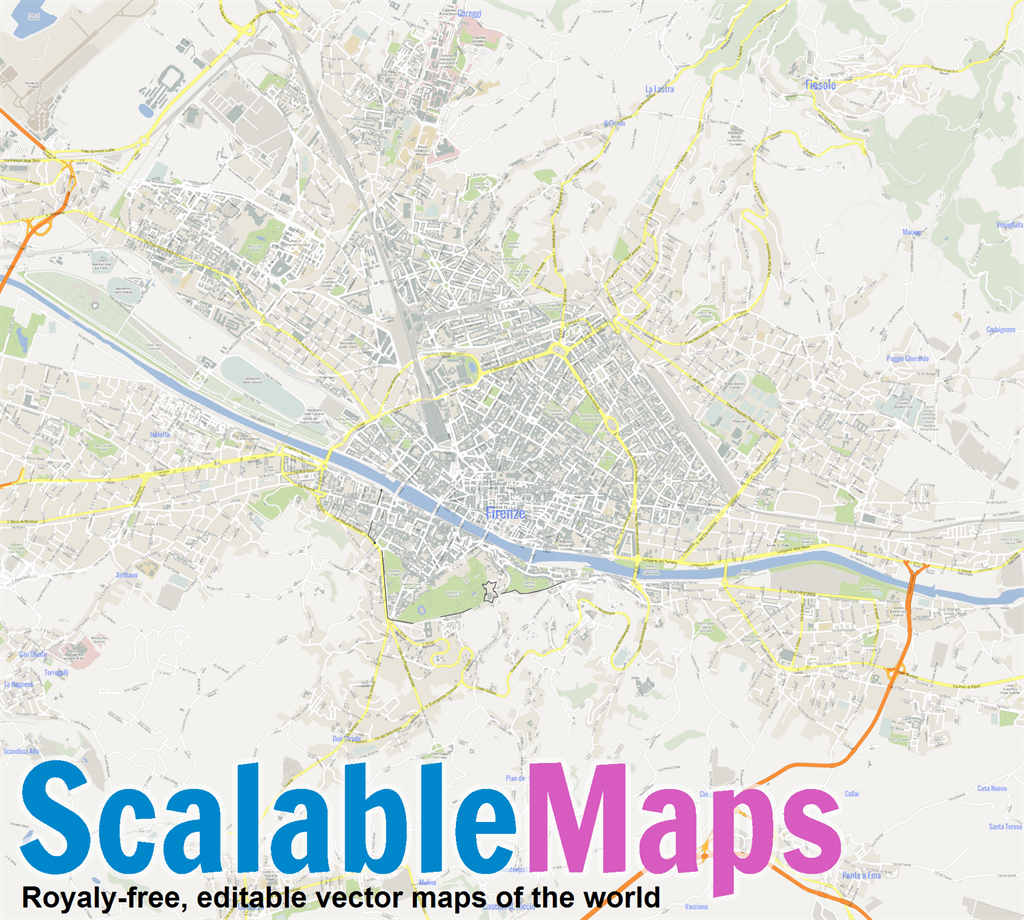 ScalableMaps: Vector map of Florence (center) (gmap city map theme)