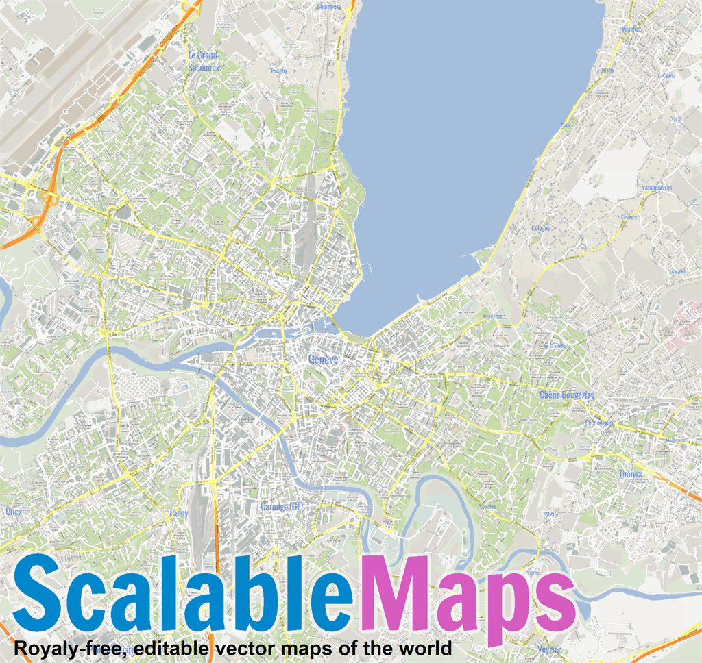 ScalableMaps: Vector map of Geneva (gmap city map theme)
