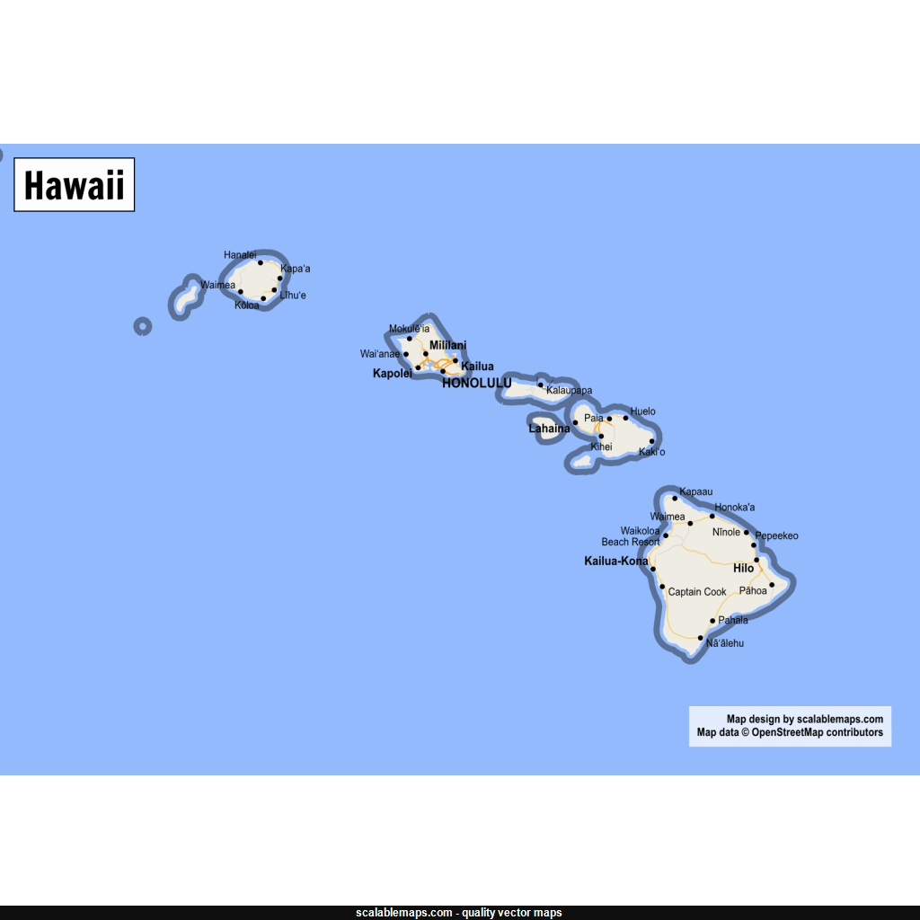 ScalableMaps: Vector map of Hawaii (gmap smaller scale map theme)