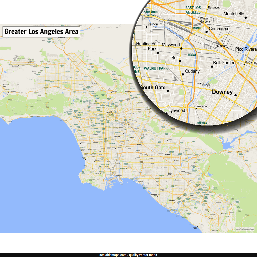ScalableMaps: Vector map of Los Angeles (gmap regional map theme)