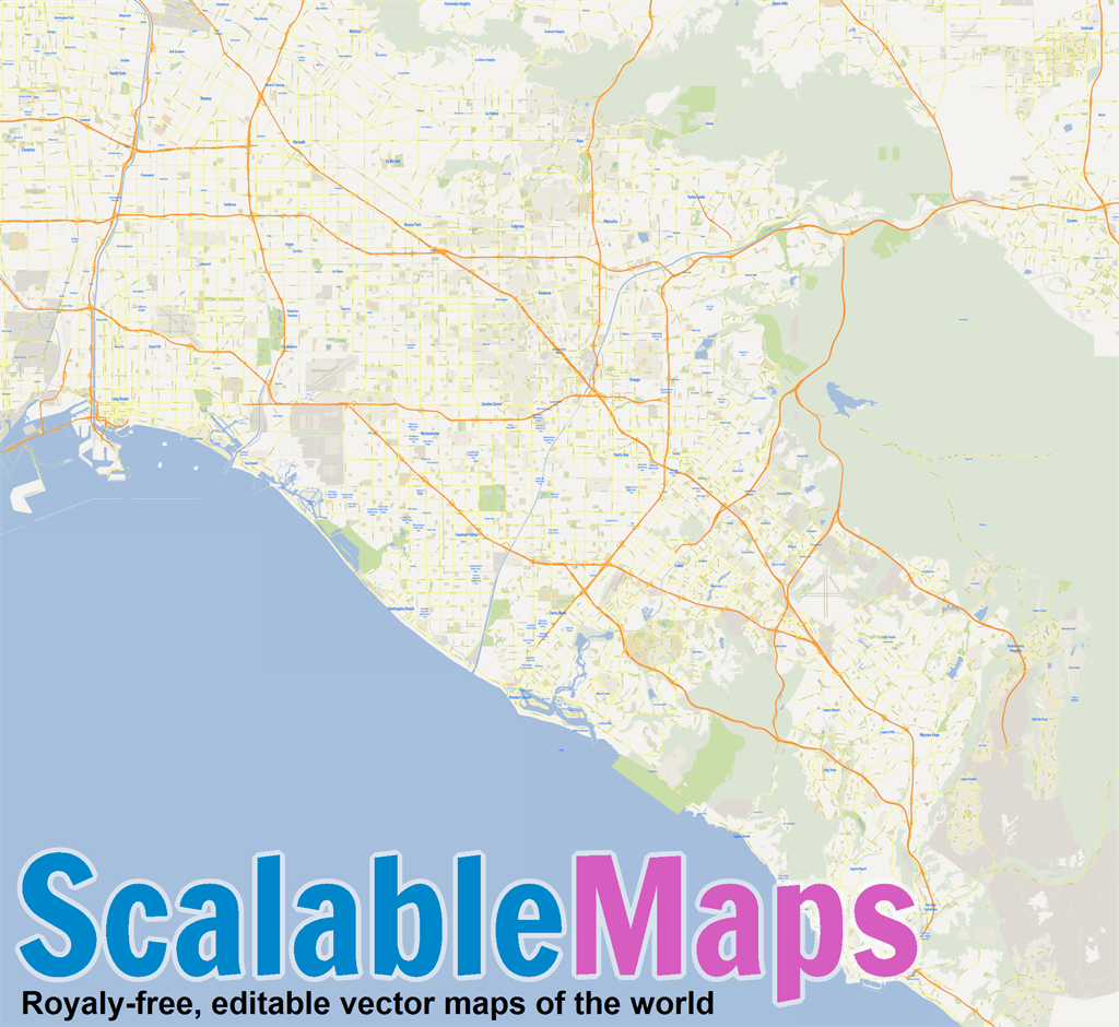 ScalableMaps: Vector map of Los Angeles (metropolitan (east)) (gmap ...