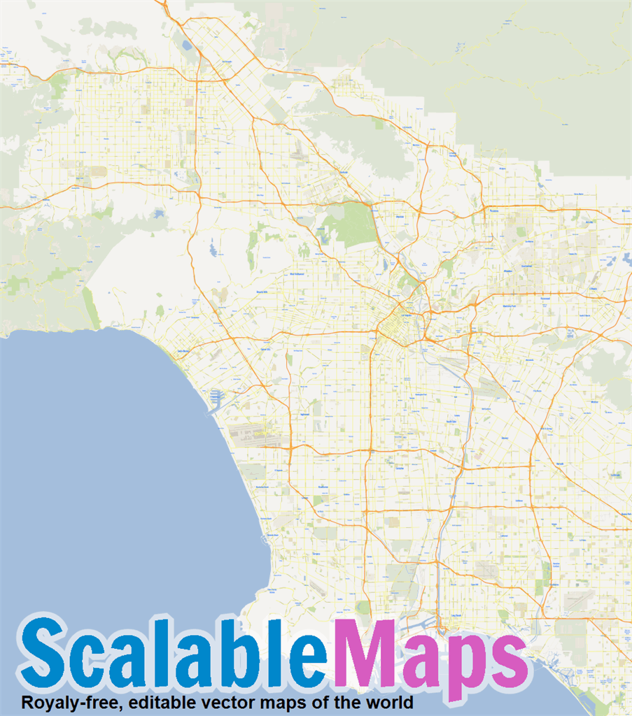 ScalableMaps: Vector map of Los Angeles (metropolitan (west)) (gmap ...