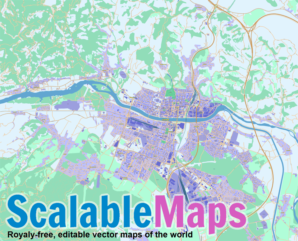 FREE vector map of Maribor (modern city map theme)