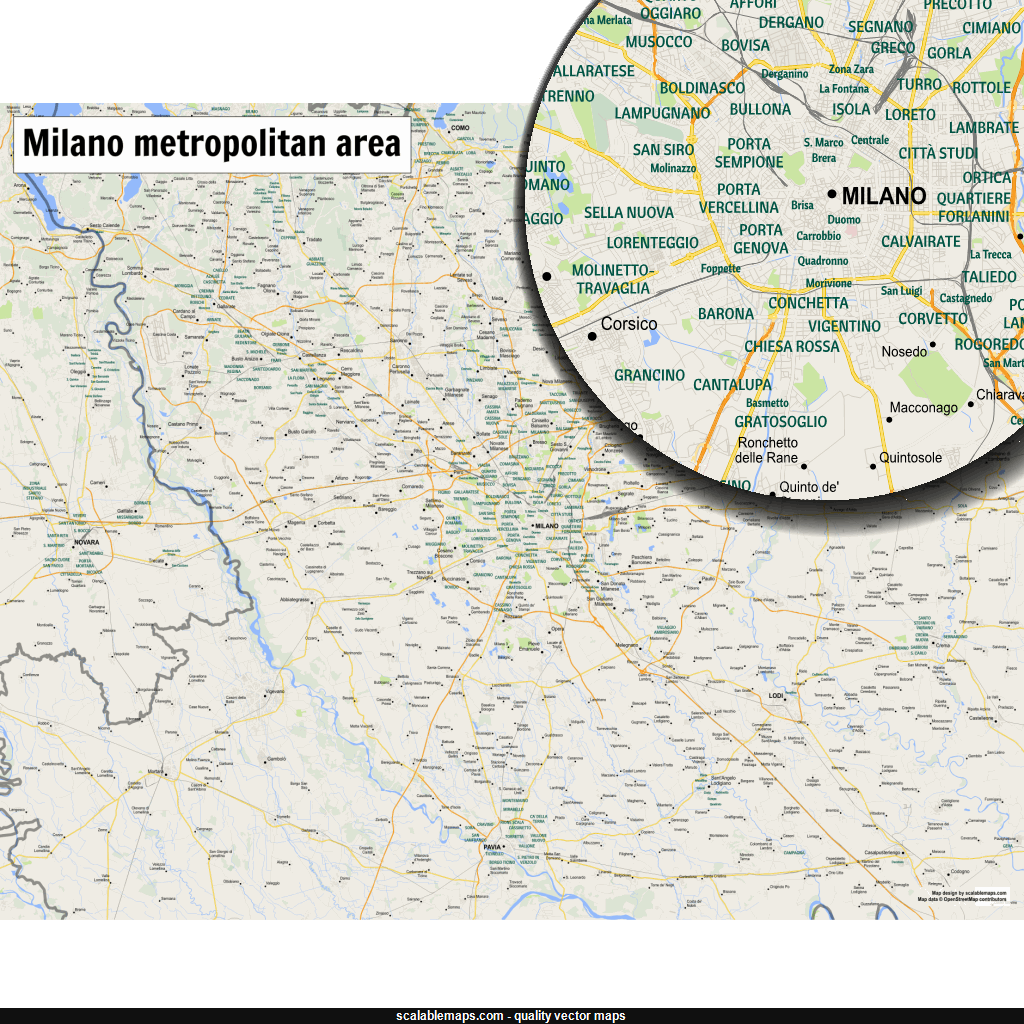 ScalableMaps: Vector map of Milano (gmap regional map theme)
