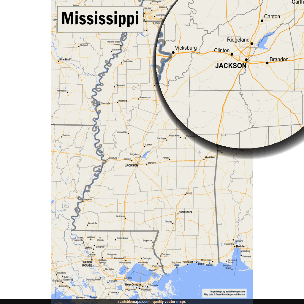 ScalableMaps: Vector map of Mississippi (gmap smaller scale map theme)