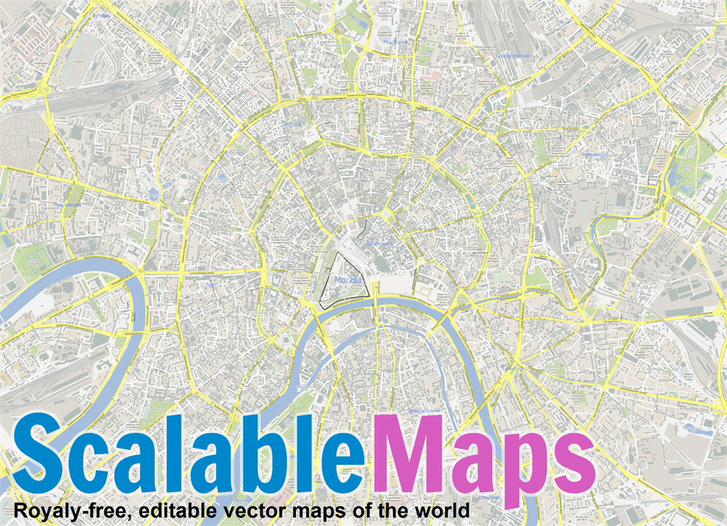 ScalableMaps: Vector map of Moscow (gmap city map theme)