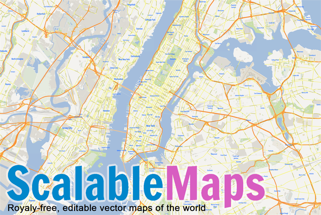 ScalableMaps: Vector map of New York City (gmap metropolitan map theme)