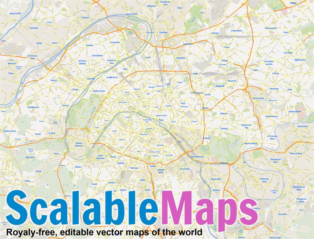 ScalableMaps: Vector map of Paris (gmap metropolitan map theme)
