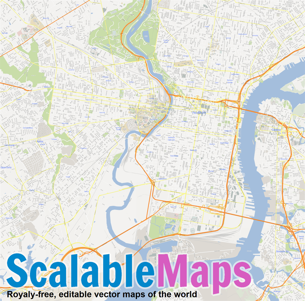 ScalableMaps: Vector map of Philadelphia (gmap city map theme)