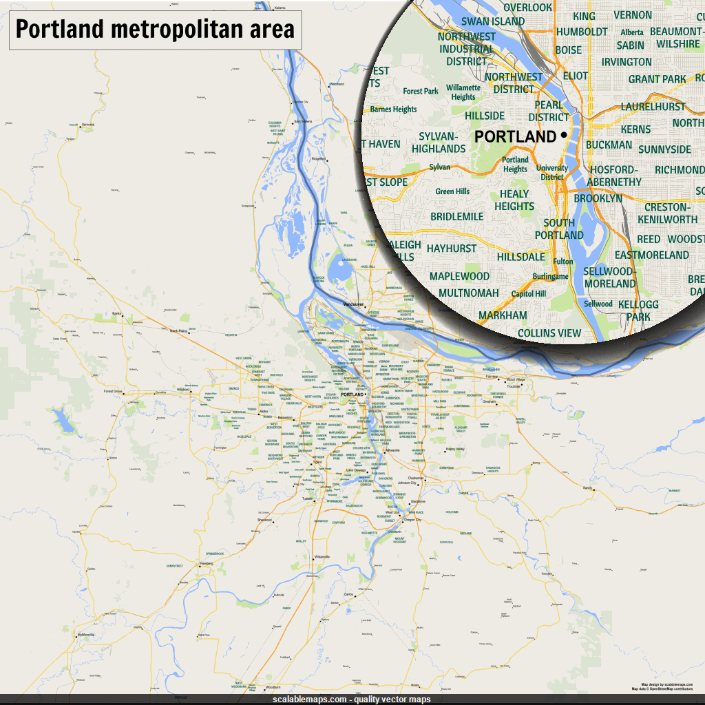ScalableMaps: Vector map of Portland (gmap regional map theme)