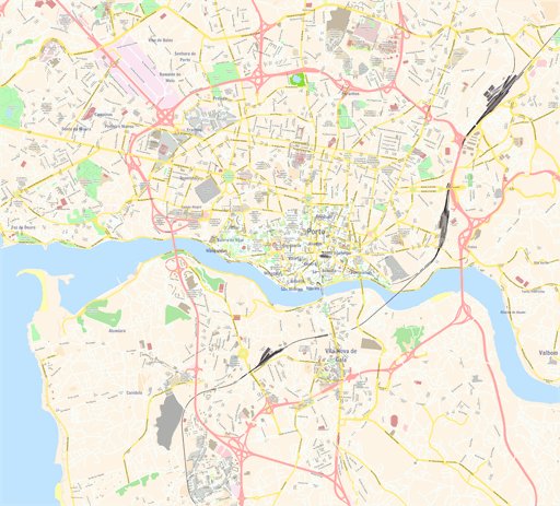 Vector map of Porto, Portugal