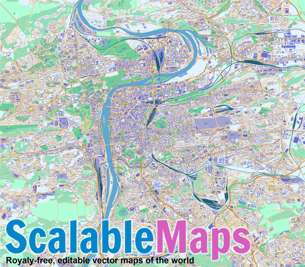 ScalableMaps: Vector map of Prague (center) (modern city map theme)