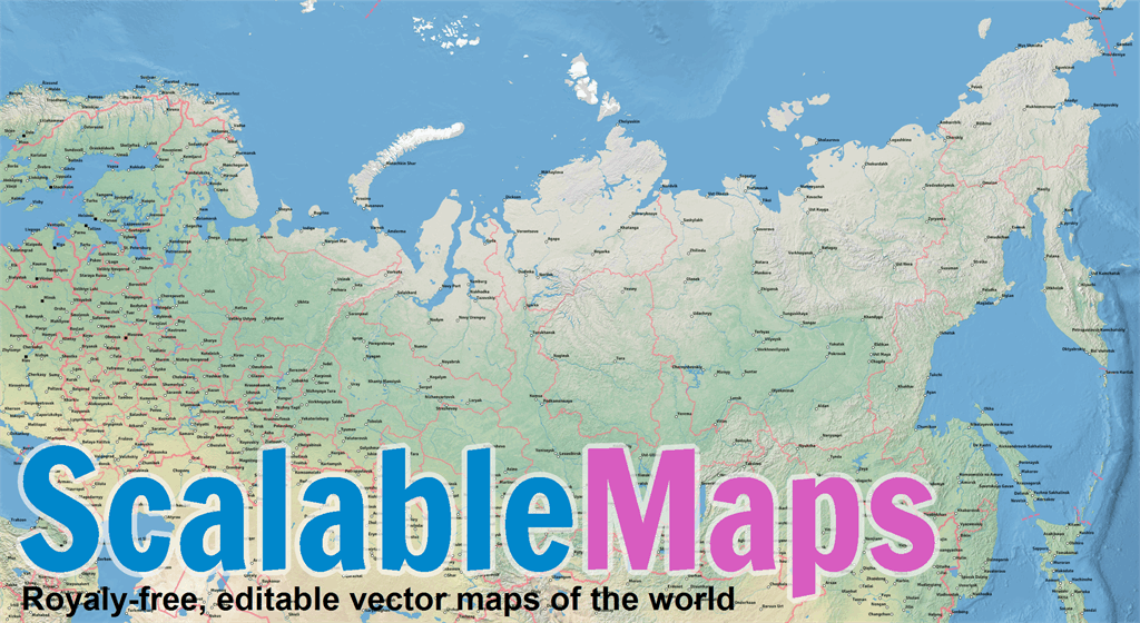 ScalableMaps: Vector map of Russia (shaded relief (raster), borders ...