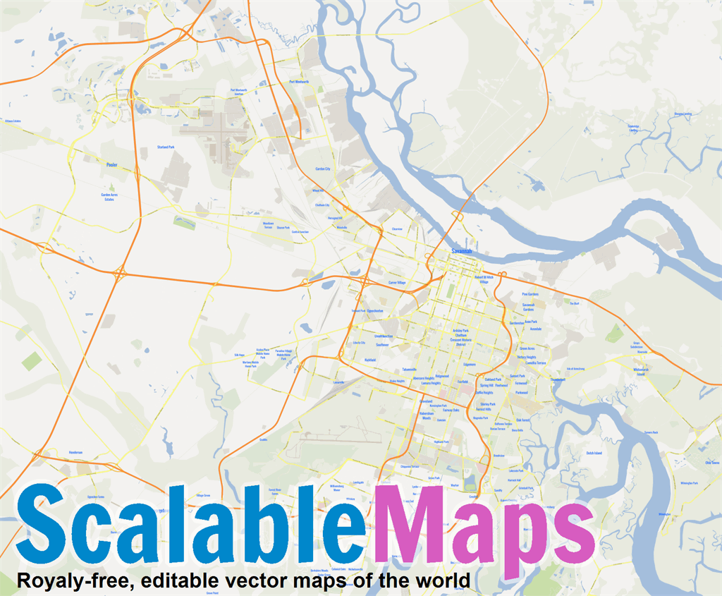ScalableMaps: Vector map of Savannah (gmap metropolitan map theme)