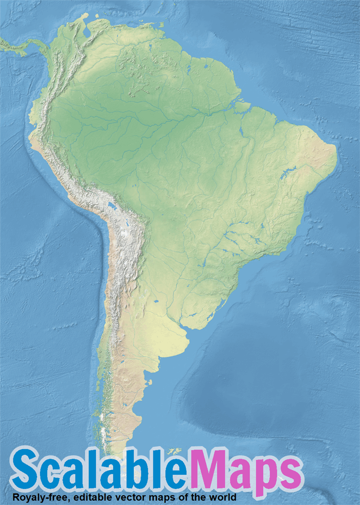 ScalableMaps: Vector map of South America (shaded relief theme - raster ...