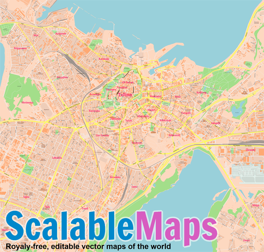 ScalableMaps: Vector map of Tallinn (center) (classicity city map theme)