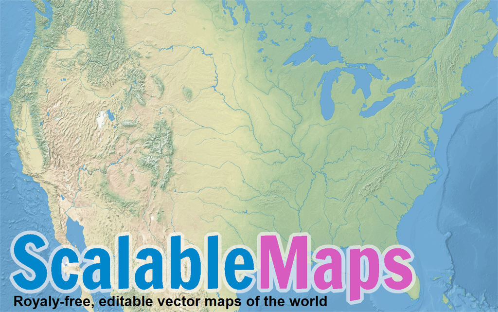 ScalableMaps: Vector map of USA (shaded relief theme - raster only)