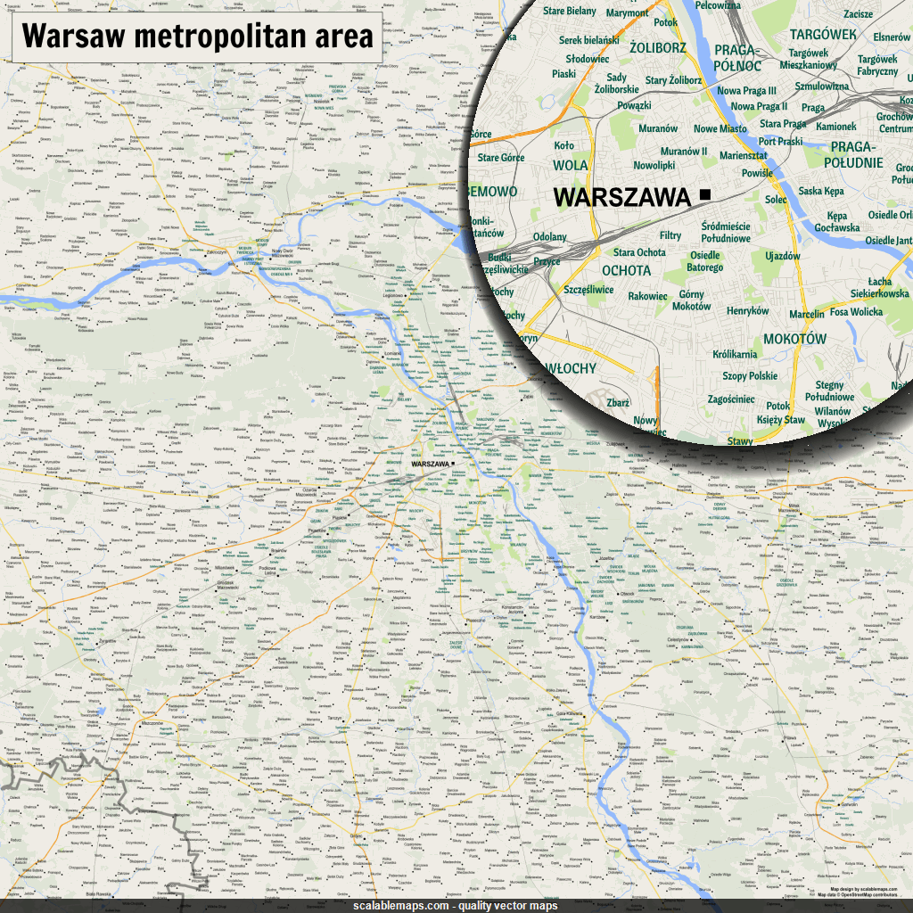 ScalableMaps: Vector map of Warsaw (gmap regional map theme)