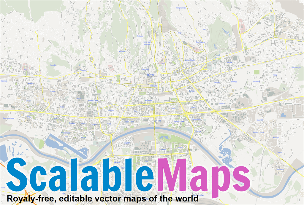 ScalableMaps: Vector map of Zagreb (gmap city map theme)